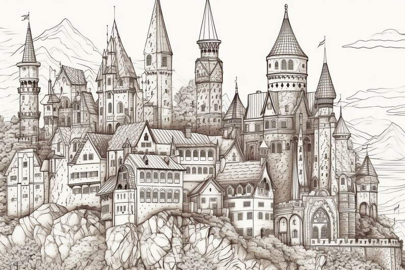 50 Castle Mandala Colouring Pages for Adults, Amazing Patterns for ...