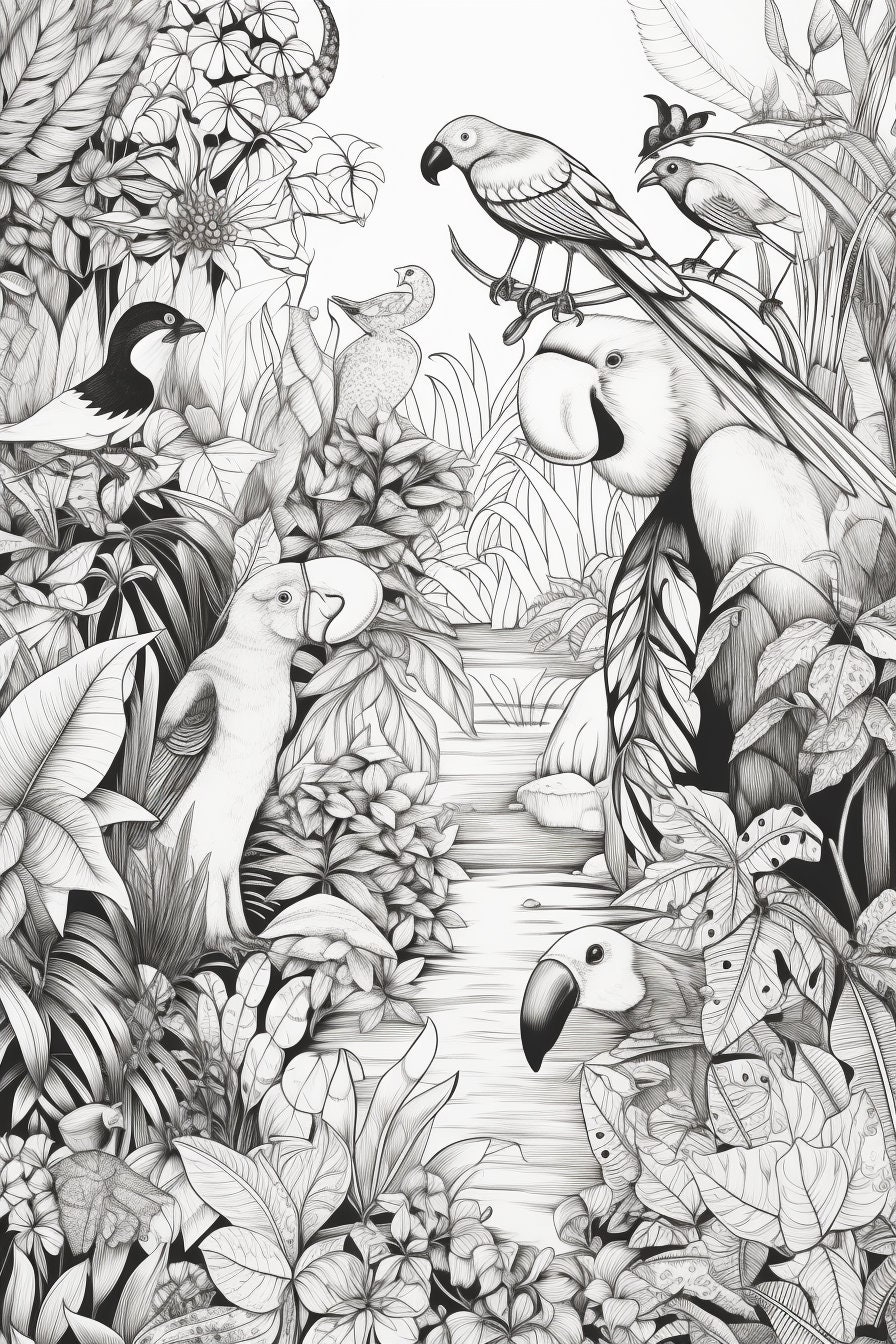 50 Rainforest Animals Colouring Pages, Amazing Patterns, Adult ...