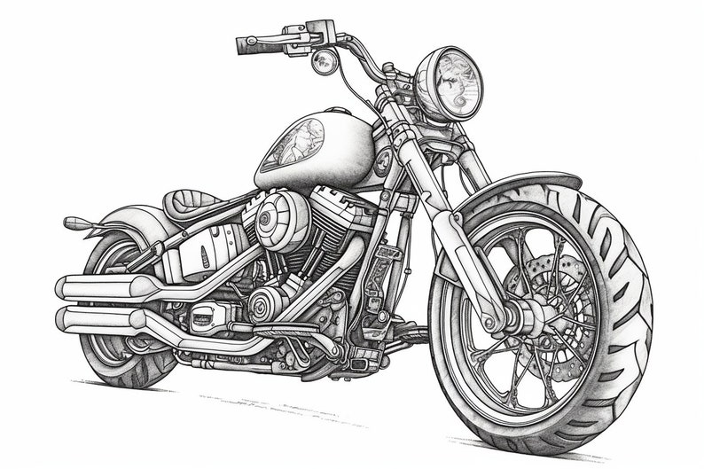 30 Motorcycle Colouring Pages, Amazing Patterns, Adult Colouring Book ...