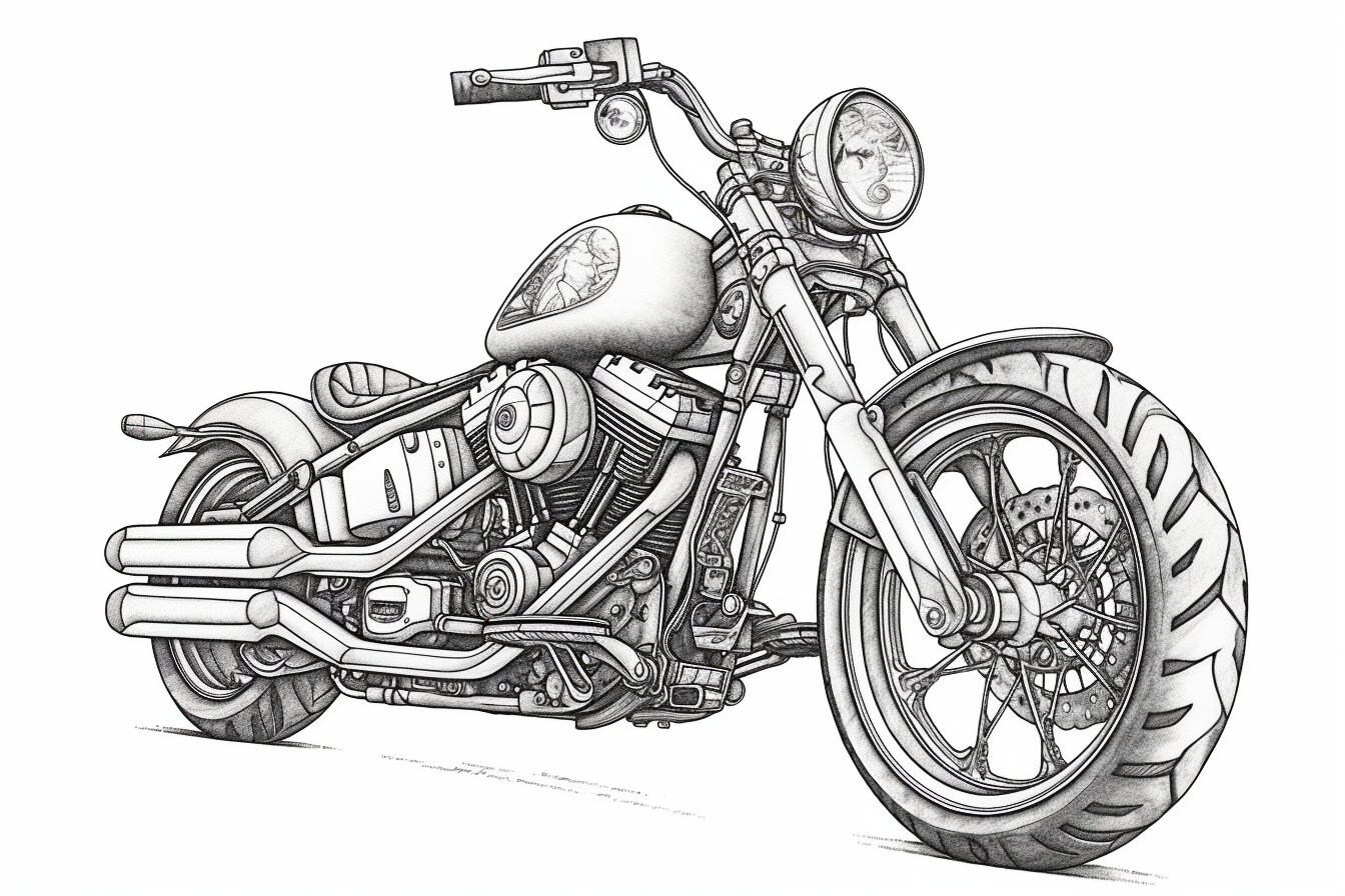 30 Motorcycle Colouring Pages, Amazing Patterns, Adult Colouring Book ...