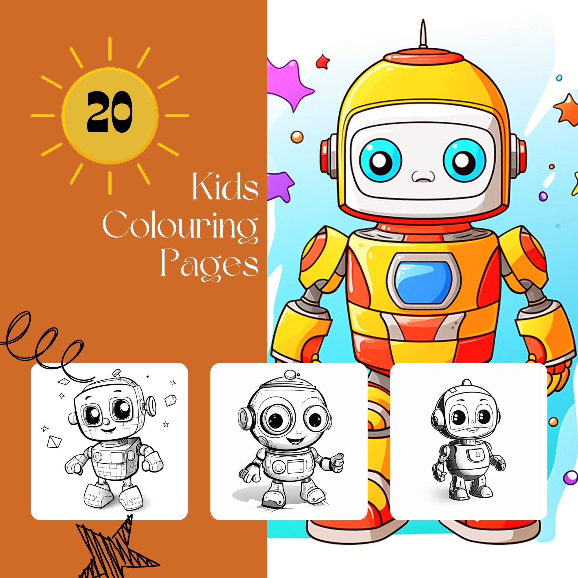 20 Robot Kids Colouring Pages, Amazing Patterns, Kids Colouring Book ...