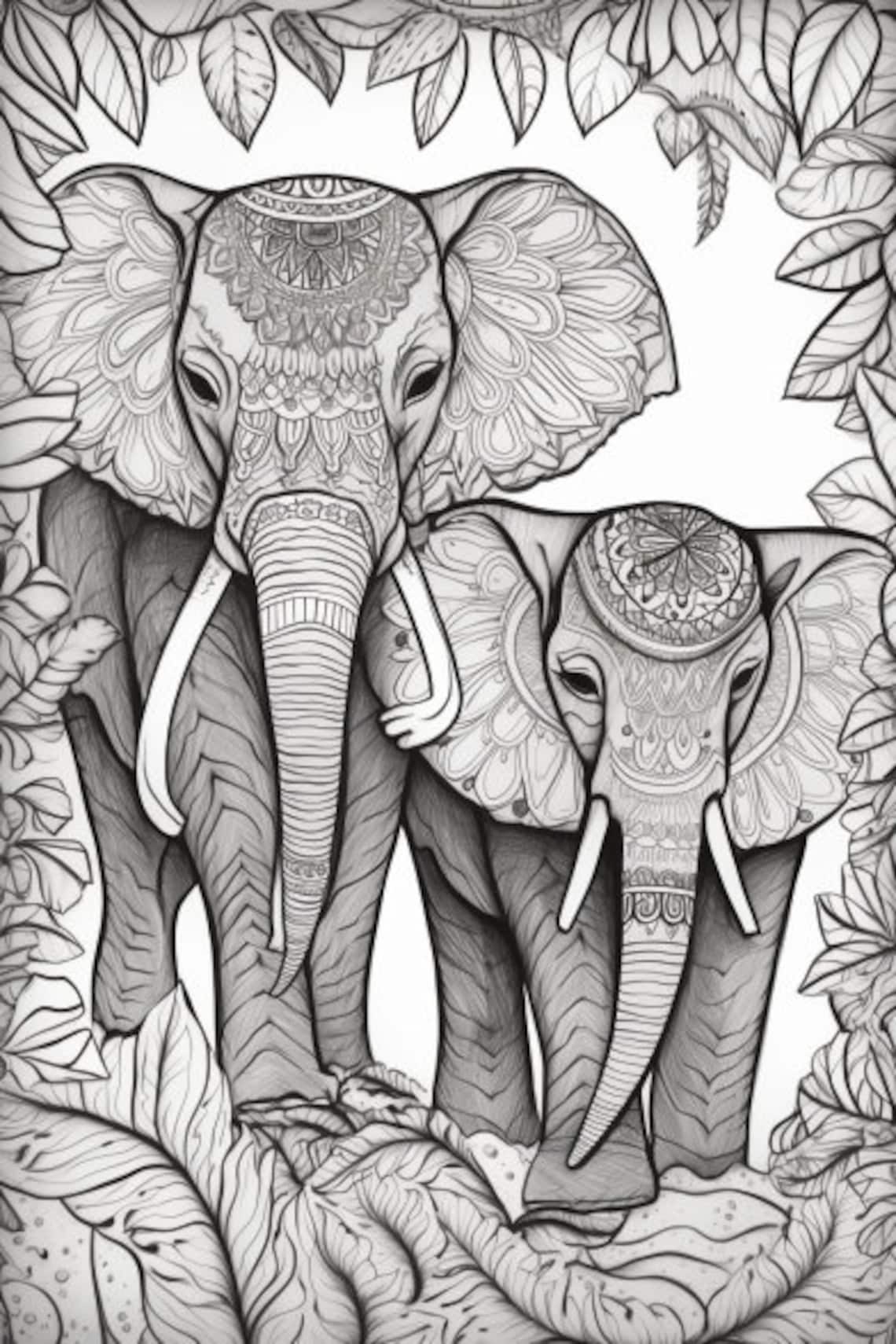 30 Elephant Colouring Pages Amazing Patterns Adult Colouring - Etsy