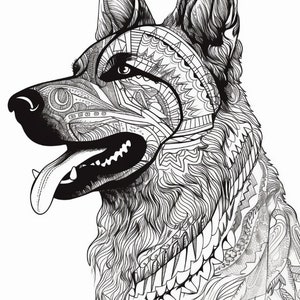 100 German Shepherd Mandala Colouring Page, Amazing Patterns, Adult ...