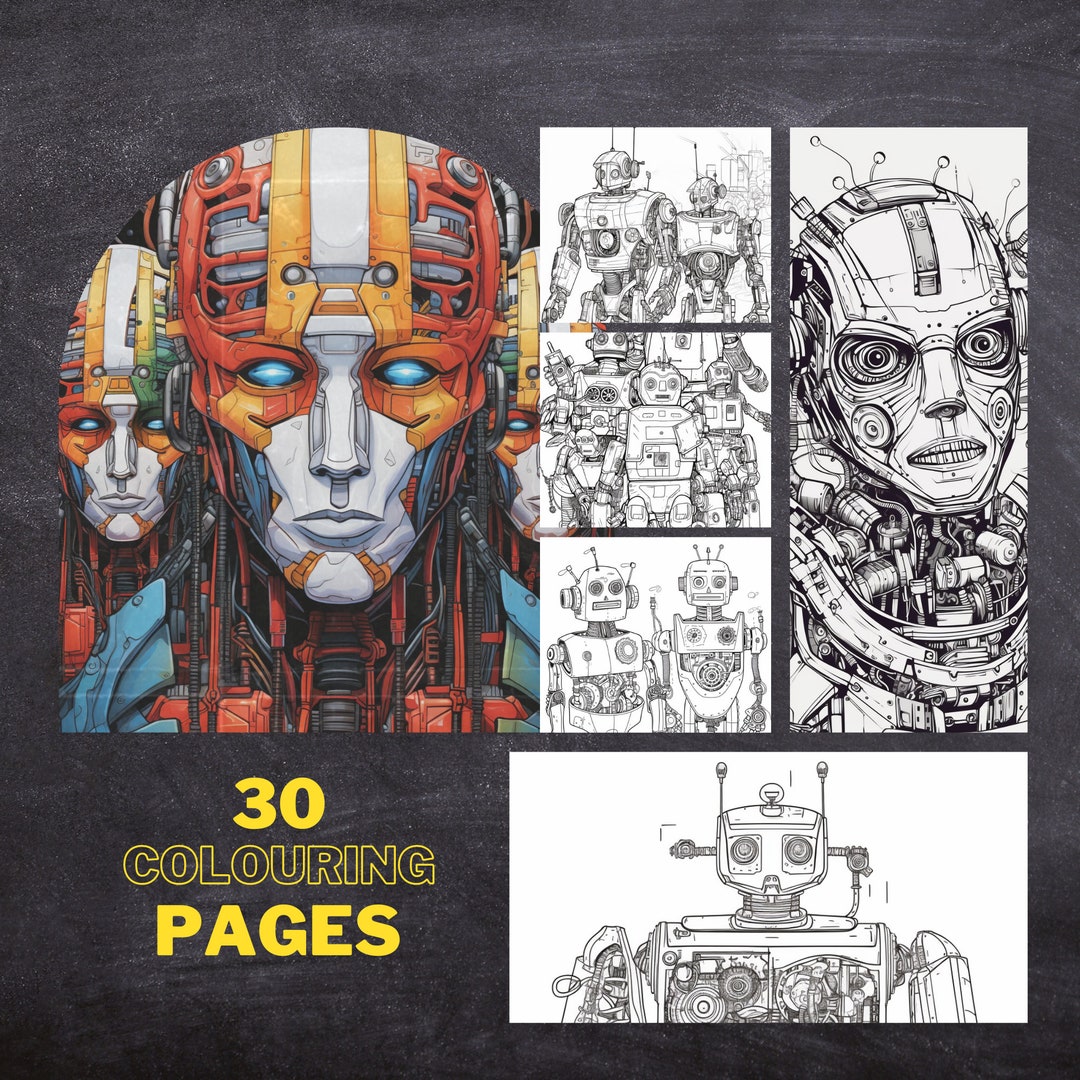 30 Robots Colouring Pages, Amazing Patterns, Adult Colouring Book ...