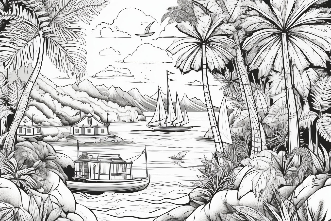 50 Beach Colouring Pages for Adults Amazing Patterns for - Etsy