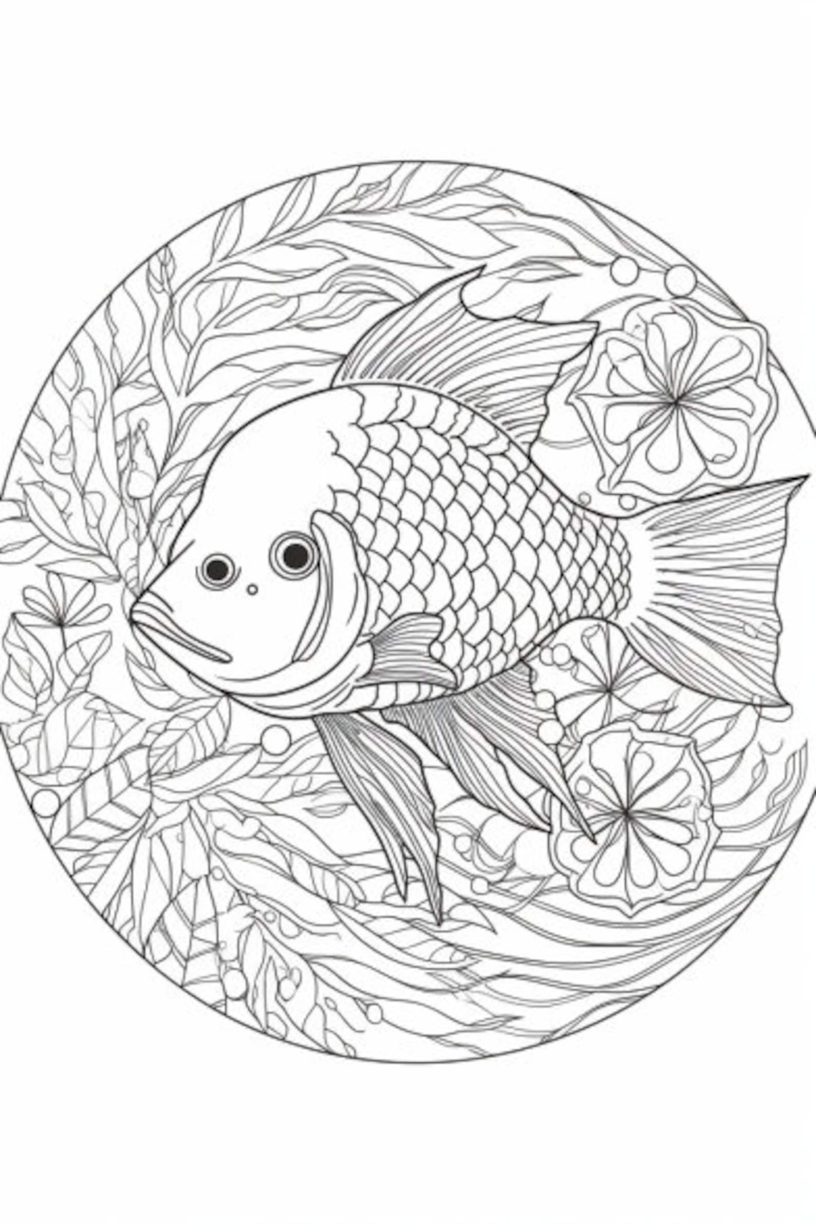 50 Fish Colouring Pages, Amazing Patterns, Adult Colouring Book ...