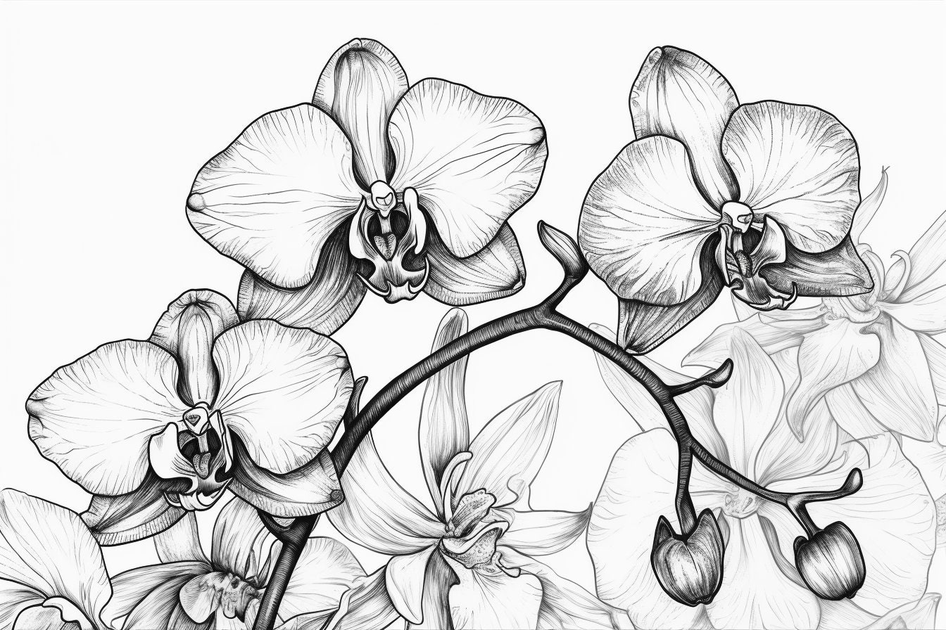 50 Orchid Flowers Colouring Pages, Amazing Patterns, Adult Colouring ...