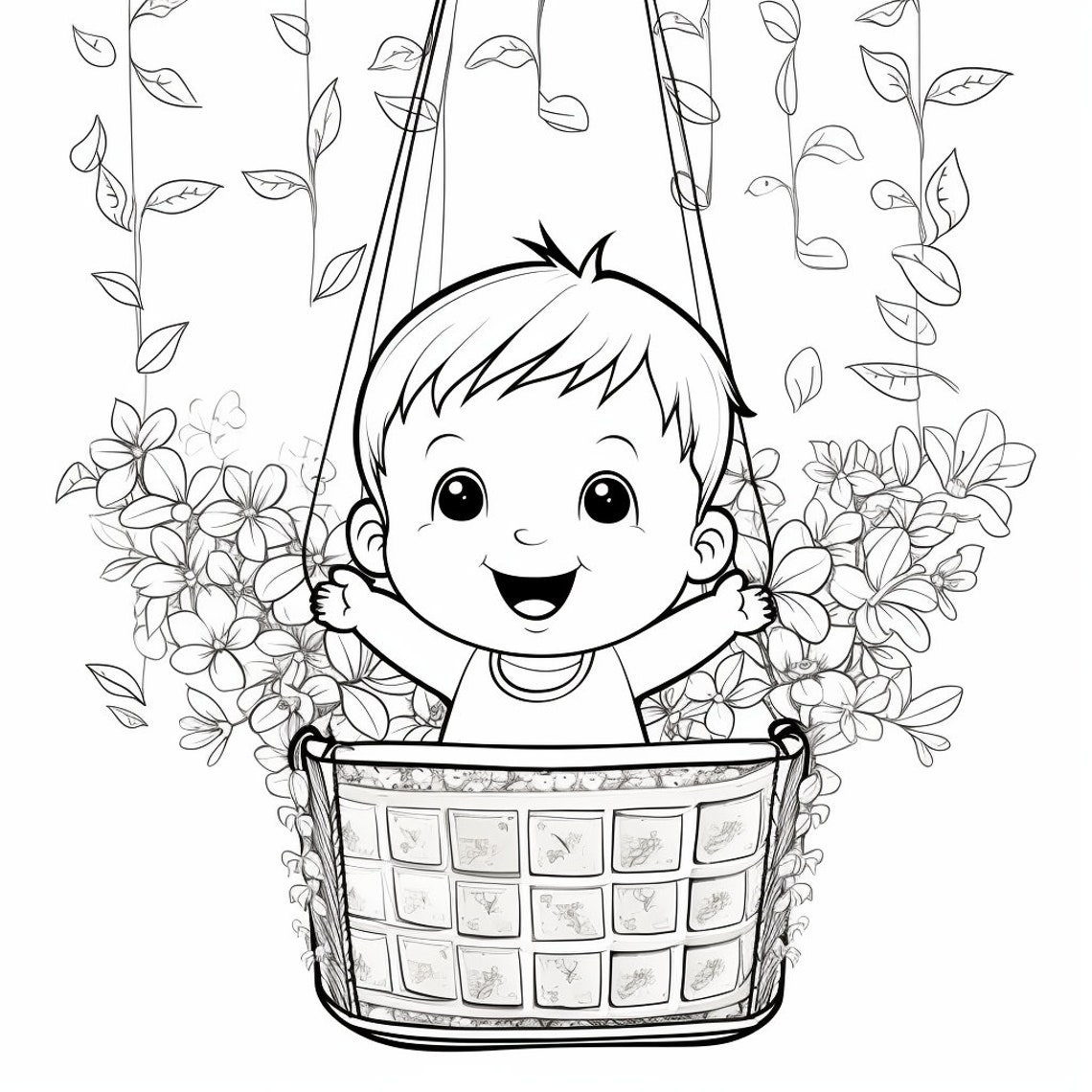 20 Hanging Basket Kids Colouring Pages, Amazing Patterns, Kids ...