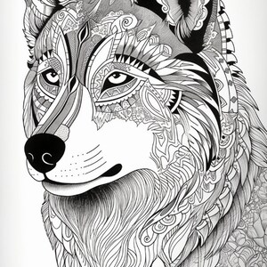 100 Siberian Husky Mandala Colouring Pages, Amazing Patterns, Adult ...