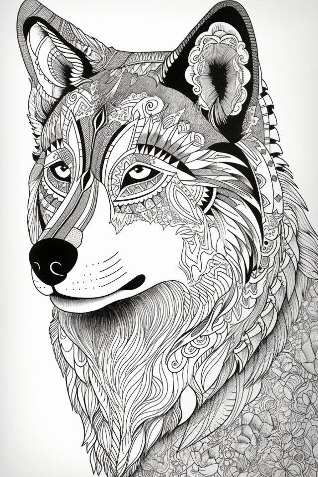 100 Siberian Husky Mandala Colouring Pages, Amazing Patterns, Adult ...