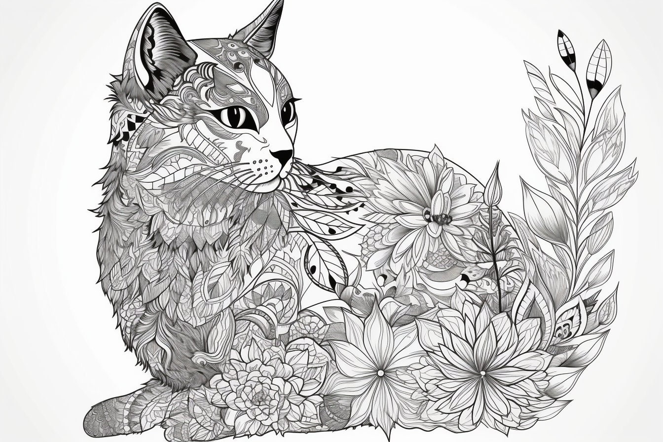 50 Cat Mandala Colouring Pages Amazing Patterns Adult - Etsy