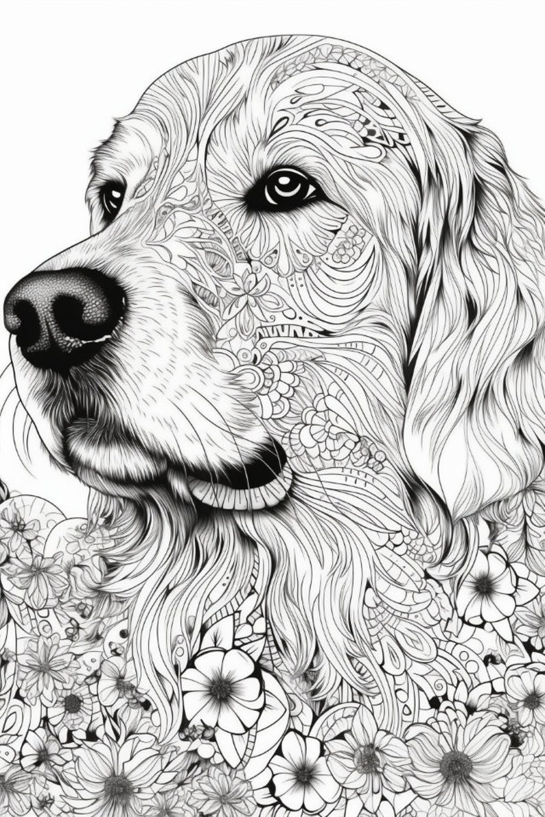 Golden Retriever 100 Amazing Patterns Adult Colouring Book by Peaceful ...