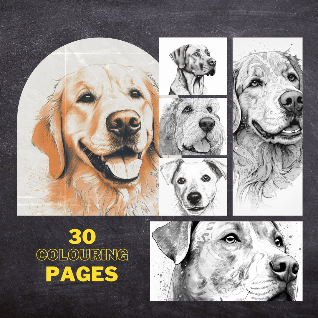 30 Cute Dog Colouring Pages, Amazing Patterns, Adult Colouring Book ...