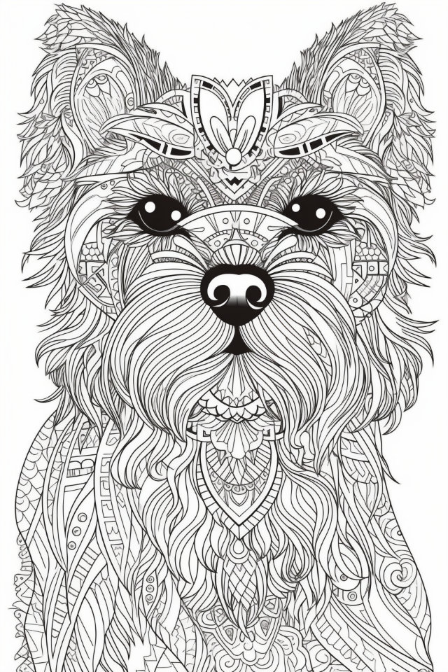 50 Yorkshire Terrier Mandala Colouring Pages, Amazing Patterns, Adult ...