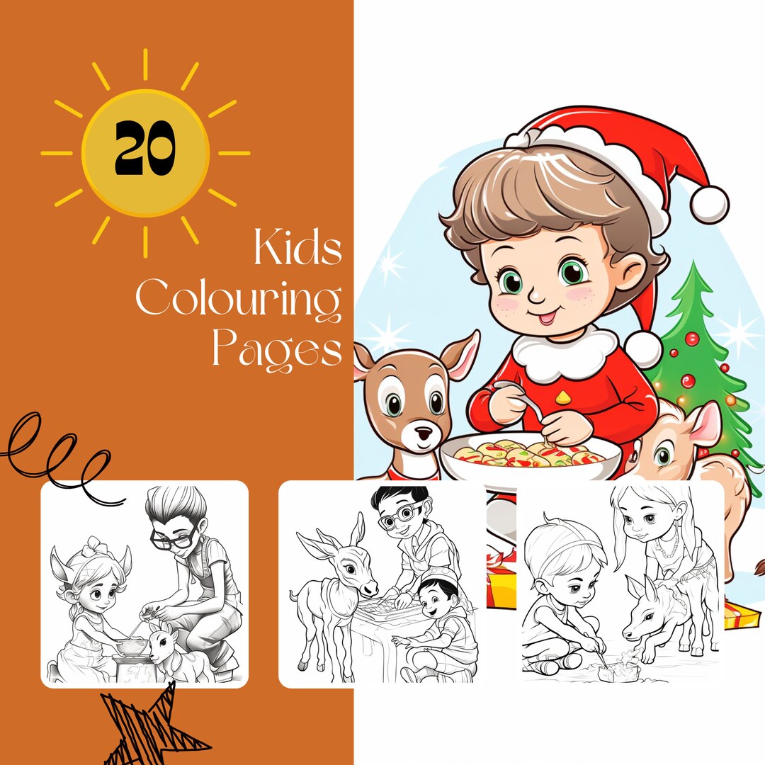 20 Elves Feeding Reindeer Kids Colouring Pages, Amazing Patterns, Kids ...