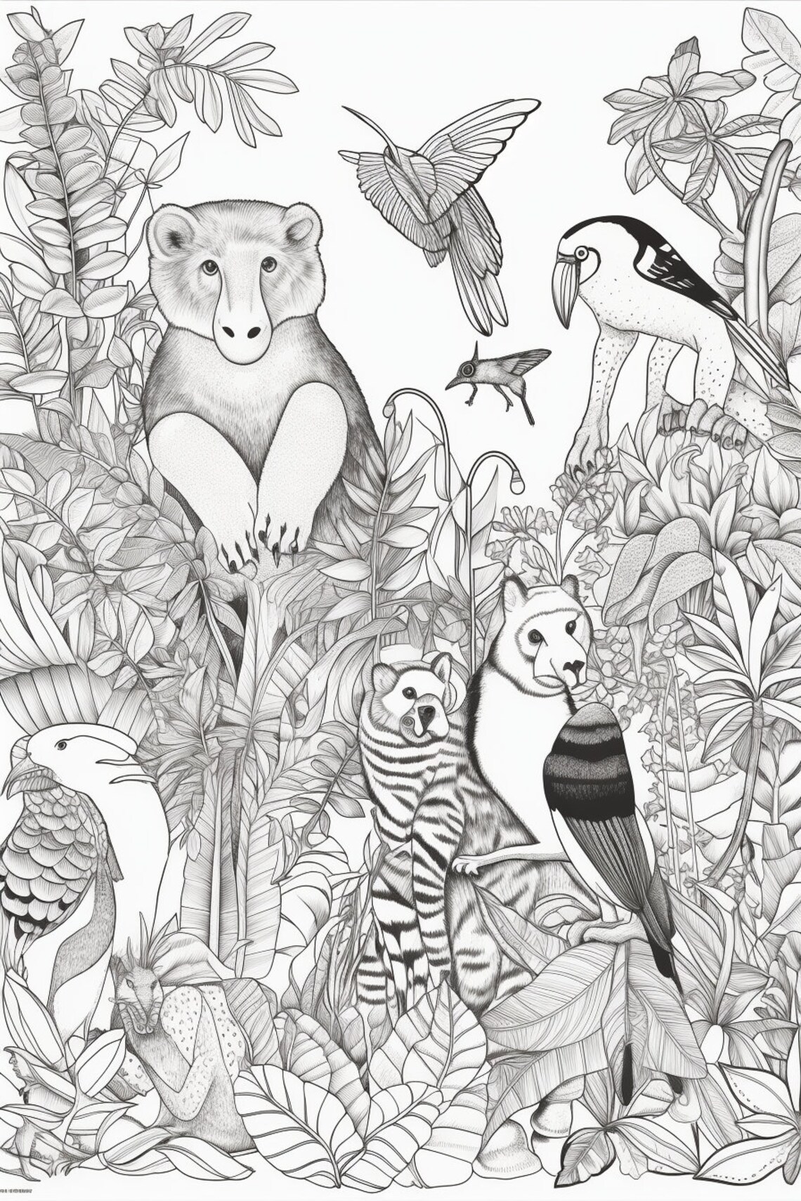 30 Rainforest Animals Colouring Pages, Amazing Patterns, Adult ...