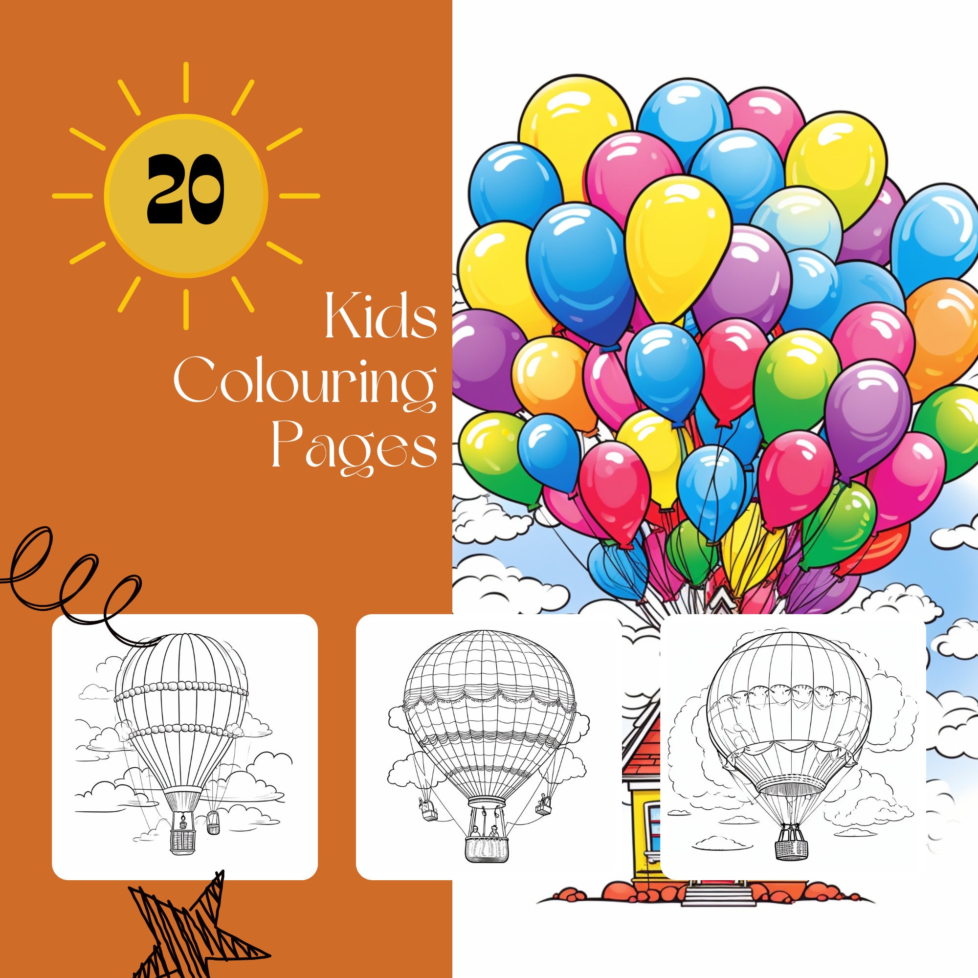 20 Hot Air Balloon Kids Colouring Pages, Amazing Patterns, Kids ...