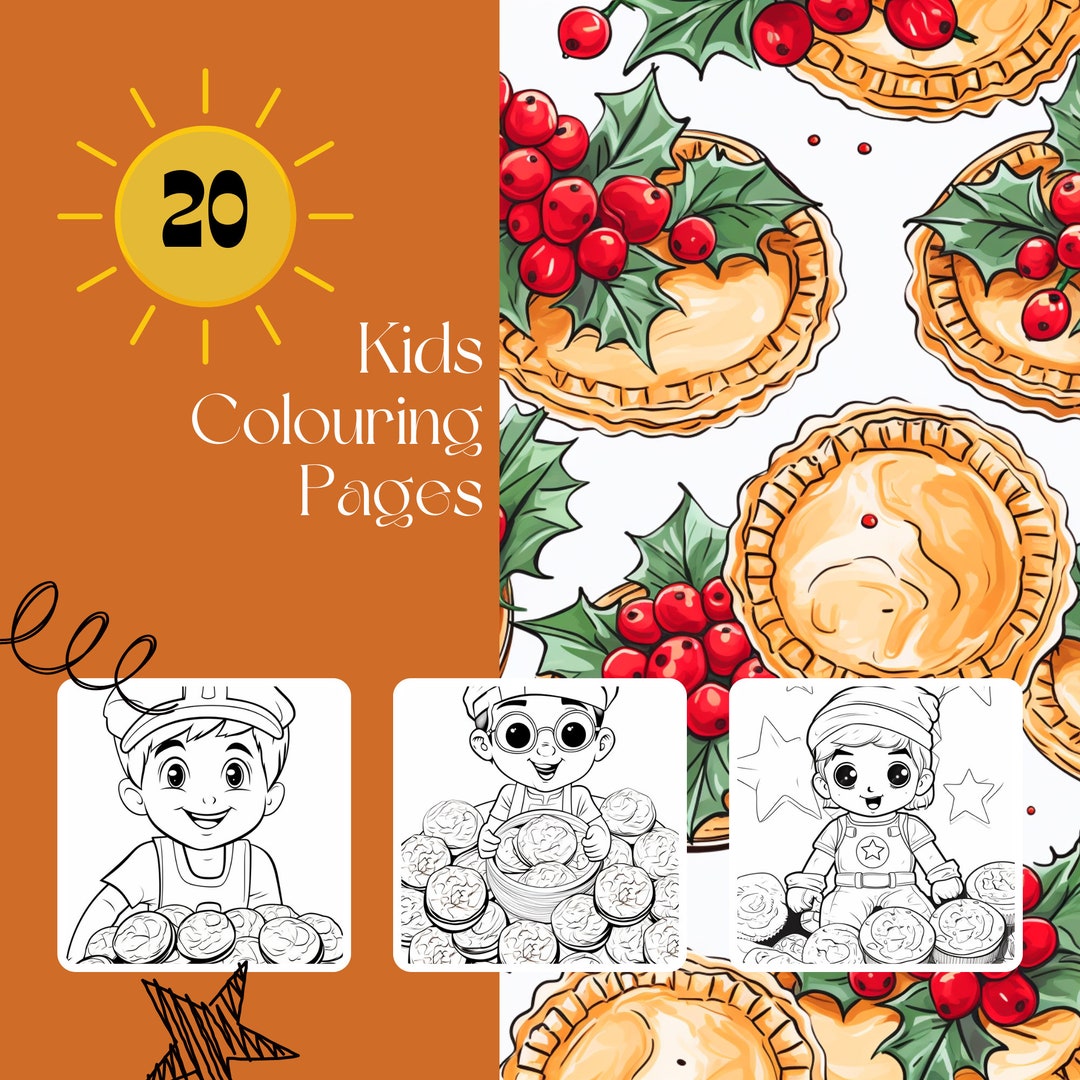 20 Mince Pies Kids Colouring Pages, Amazing Patterns, Kids Colouring ...