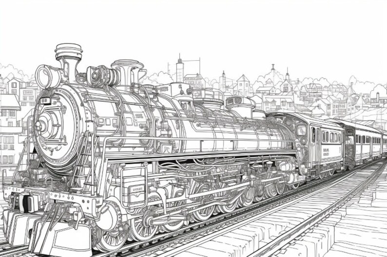 30 Trains Colouring Pages, Amazing Patterns, Adult Colouring Book ...