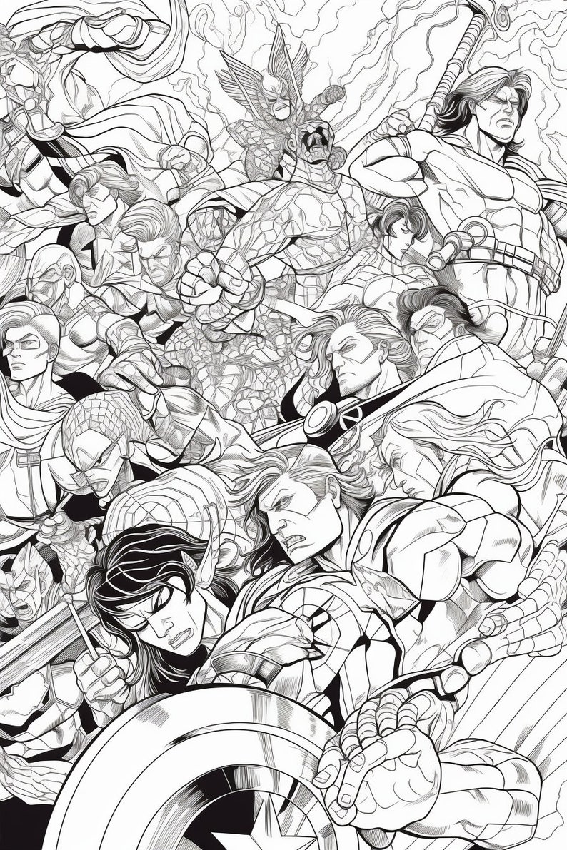 50 Super Hero Colouring Pages, Amazing Patterns, Adult Colouring Book ...