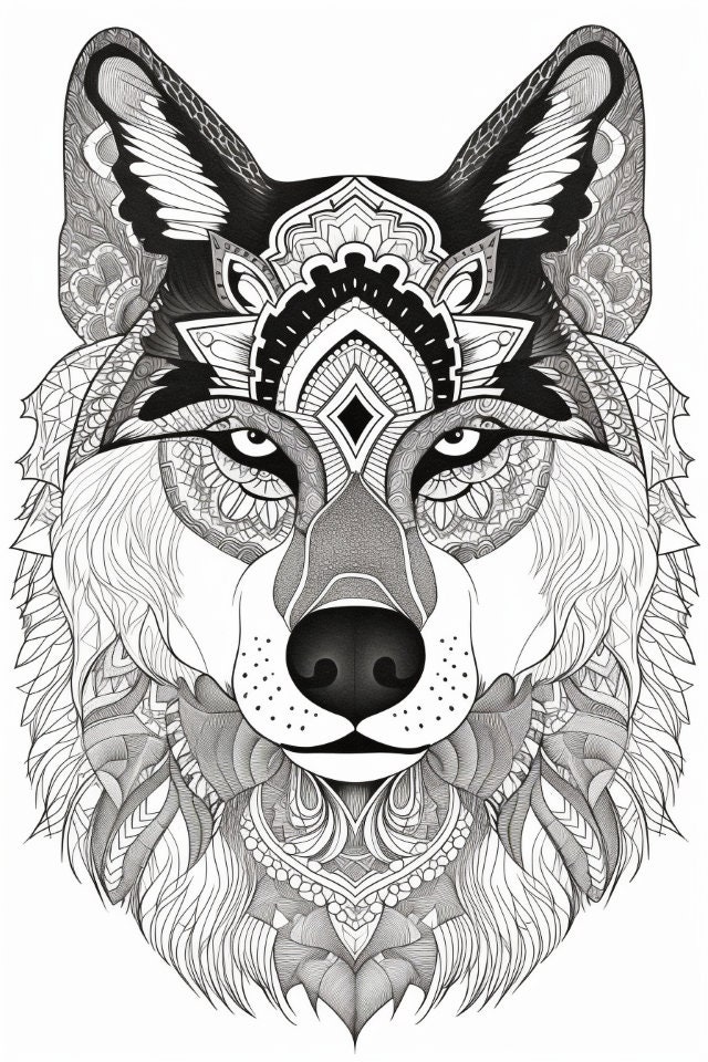 100 Siberian Husky Mandala Colouring Pages, Amazing Patterns, Adult ...