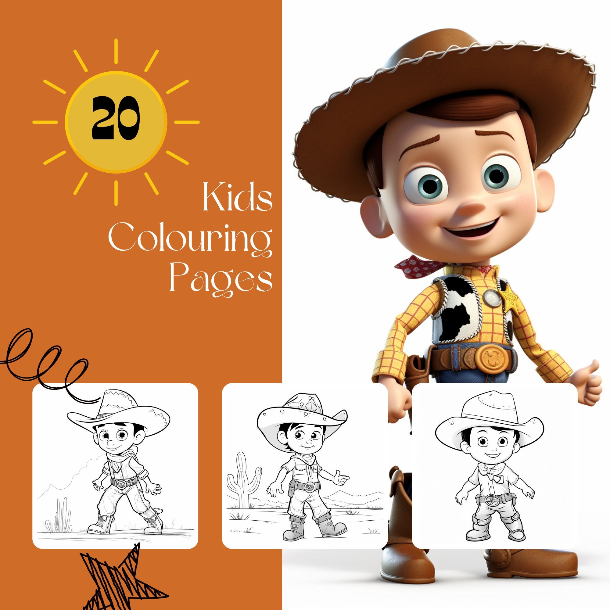 20 Fun Cowboy Coloring Pages for Kids, Printable Boys Activity, Easy ...