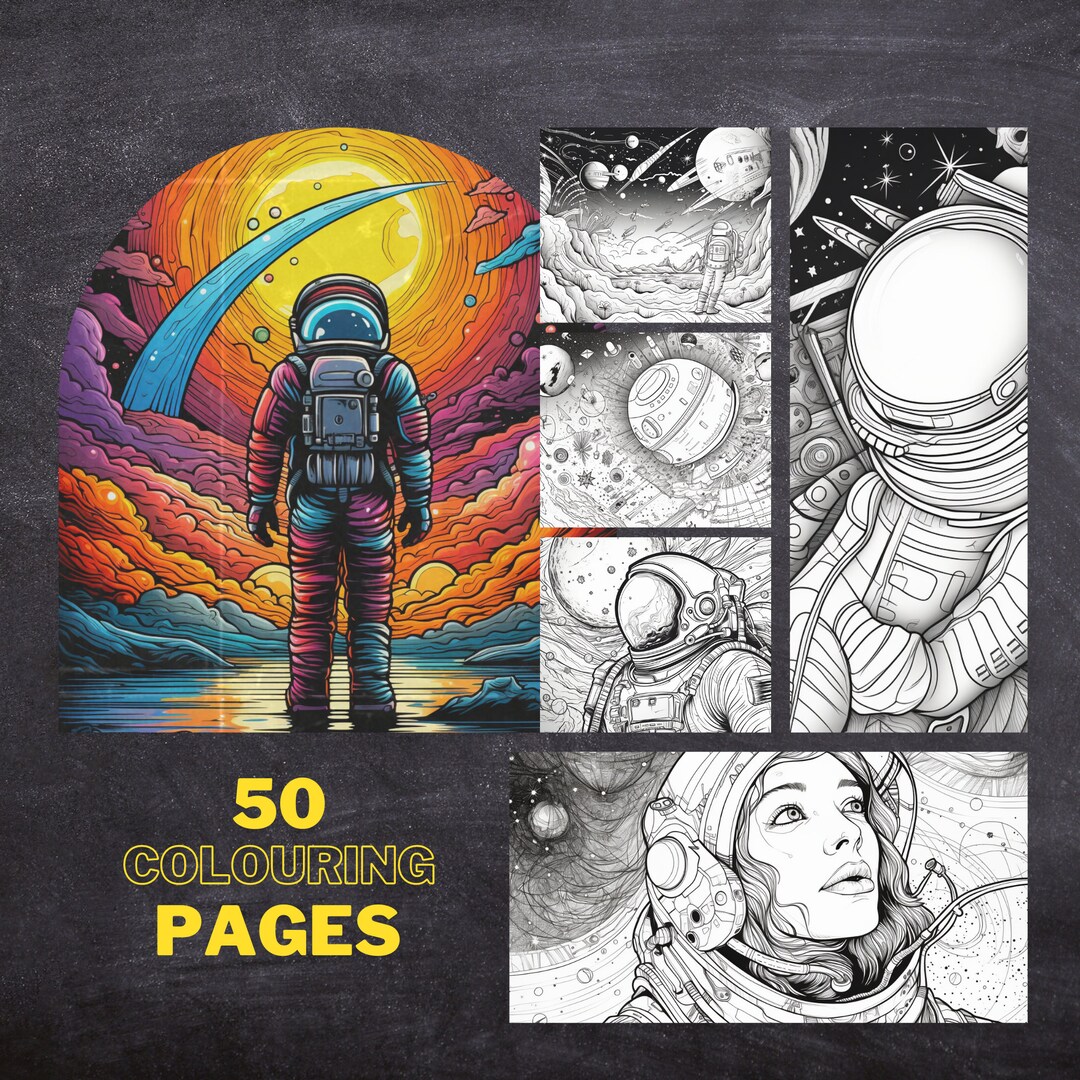 50 Space Colouring Pages for Adults, Amazing Patterns for Stress Relief ...