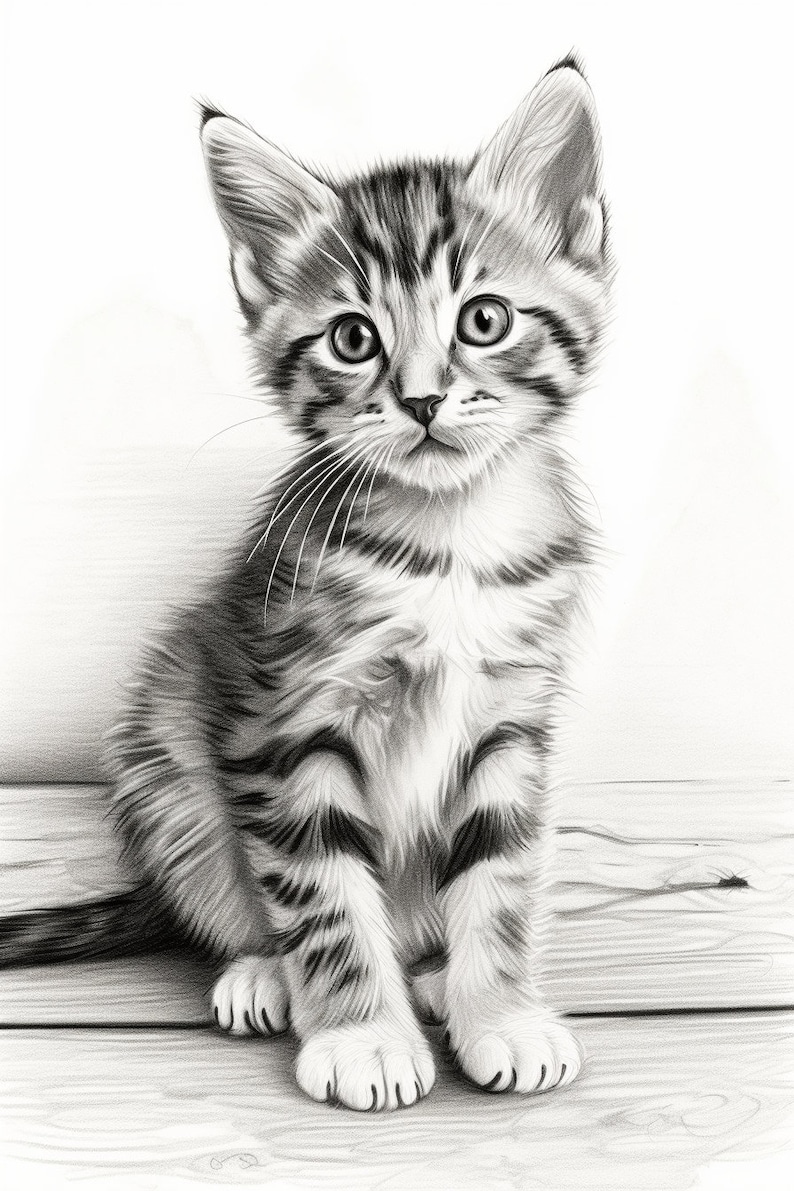 50 Kitten Sketches Colouring Pages for Adults Amazing - Etsy
