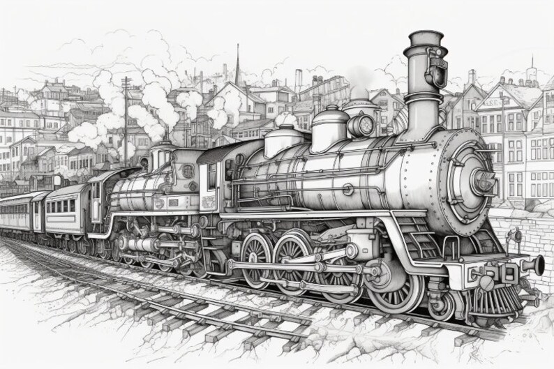 30 Trains Colouring Pages, Amazing Patterns, Adult Colouring Book ...