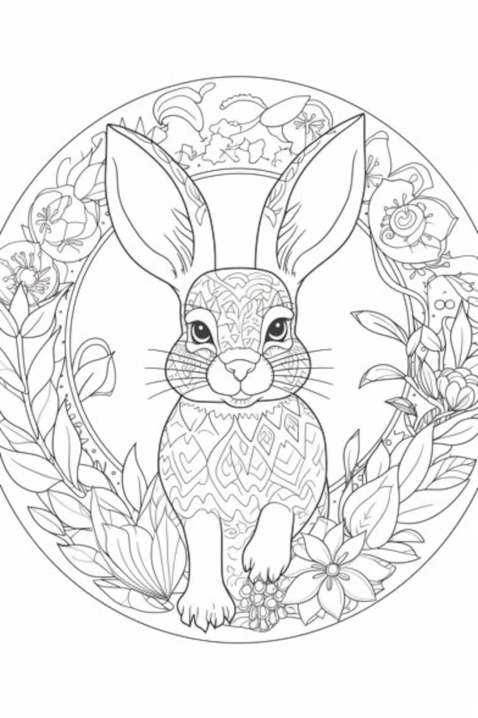 Bunny Mandala Colouring Pages: 100 Amazing Patterns Adult - Etsy