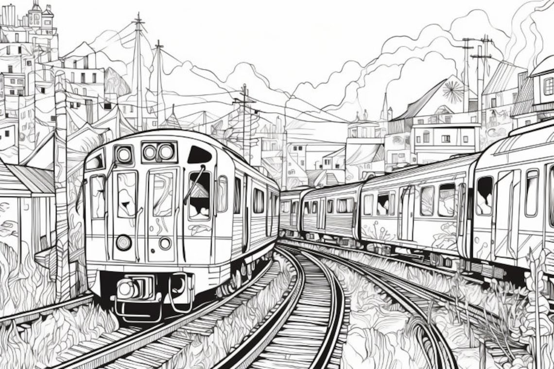 30 Trains Colouring Pages, Amazing Patterns, Adult Colouring Book ...