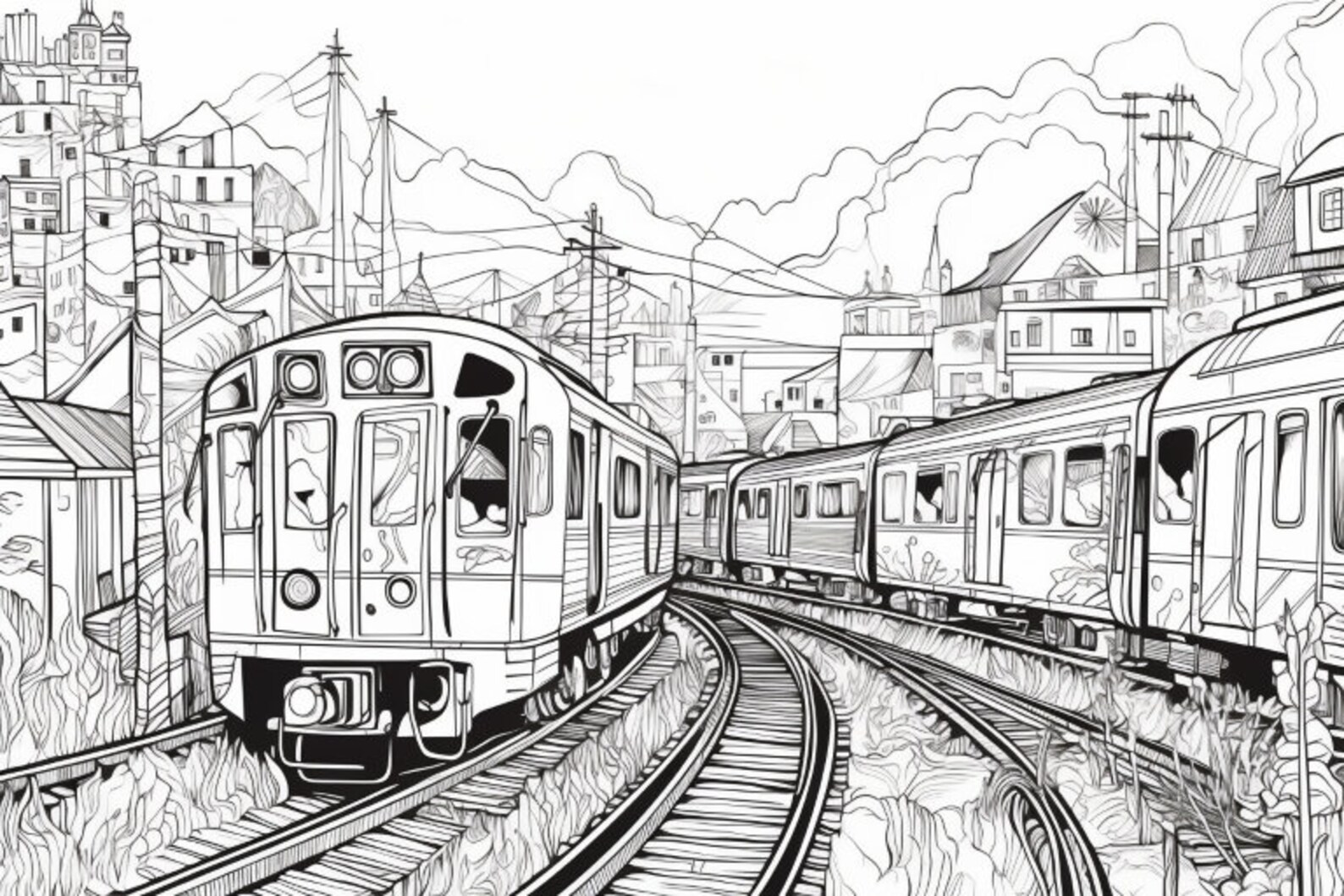 30 Trains Colouring Pages, Amazing Patterns, Adult Colouring Book ...