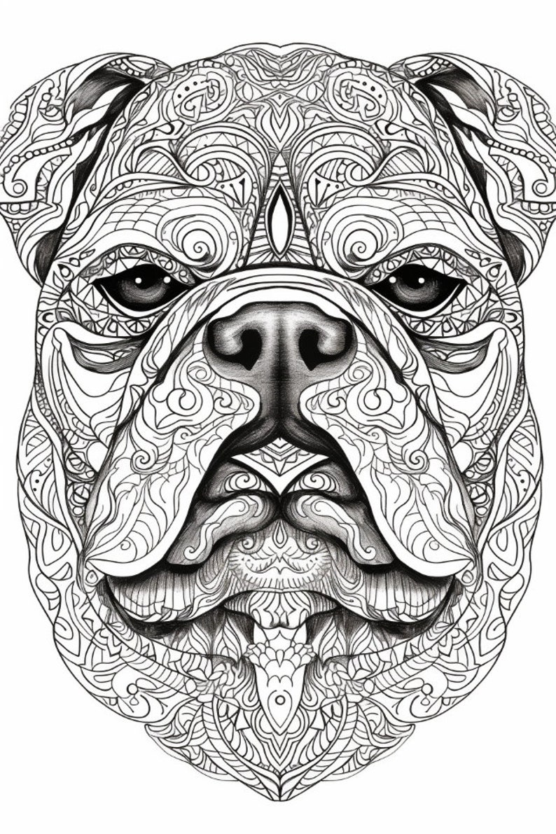 30 Bulldogs Colouring Pages, Amazing Patterns, Adult Colouring Book ...