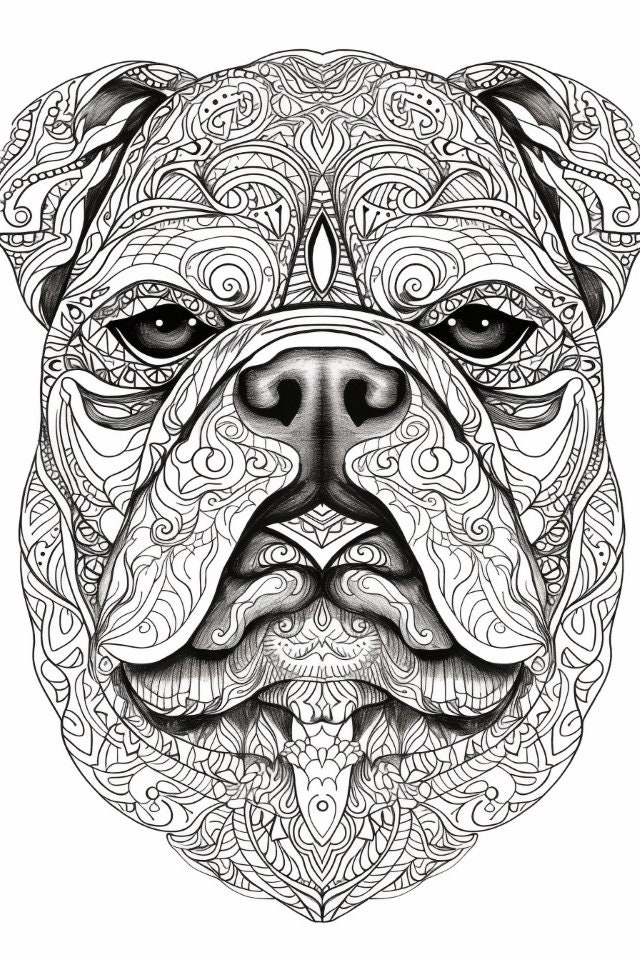 30 Bulldogs Colouring Pages, Amazing Patterns, Adult Colouring Book ...