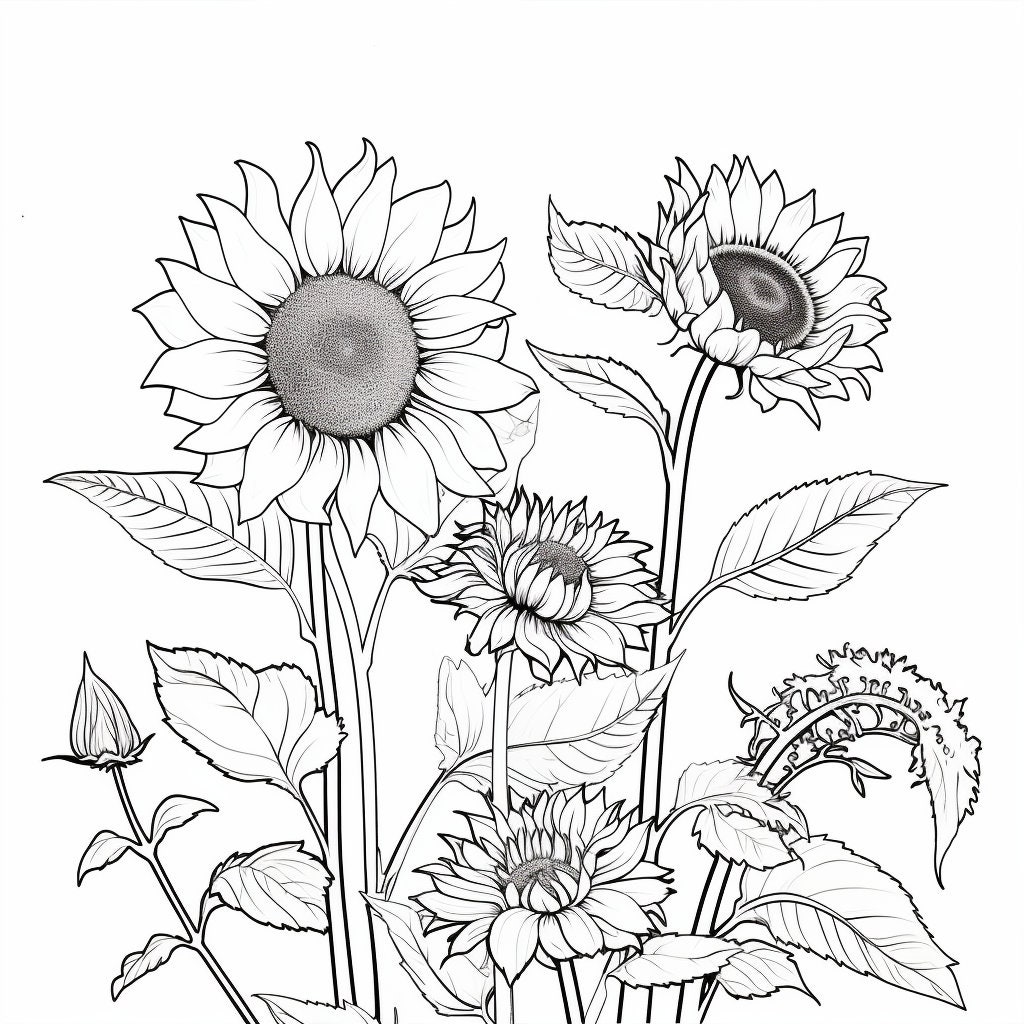 20 Sunflowers Kids Colouring Pages, Amazing Patterns, Kids Colouring ...