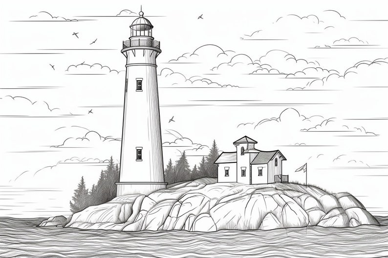 30 Lighthouse Colouring Pages Amazing Patterns Adult - Etsy