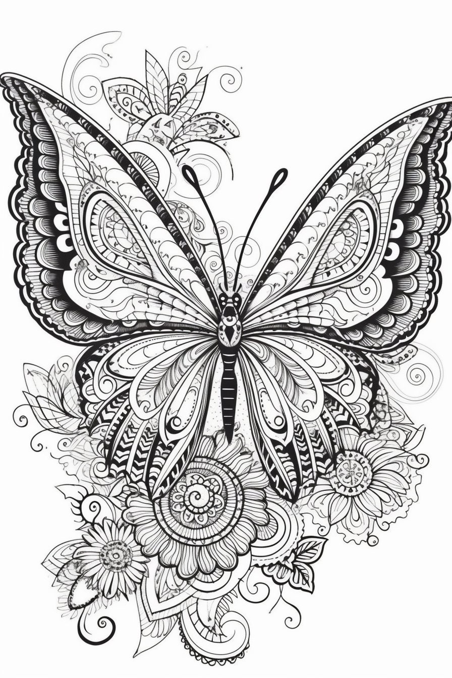 Printable Butterfly Coloring Pages, Digital Download, Adult Relaxation ...