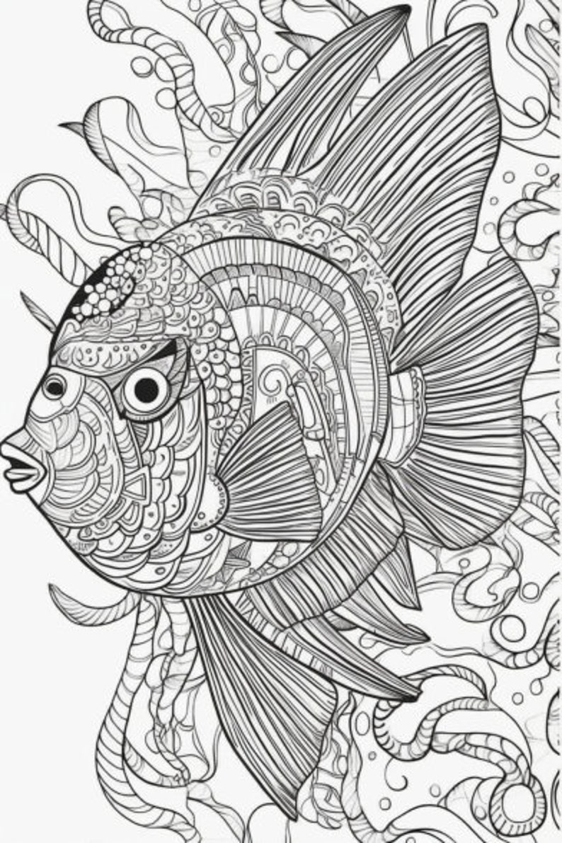 50 Fish Colouring Pages, Amazing Patterns, Adult Colouring Book ...