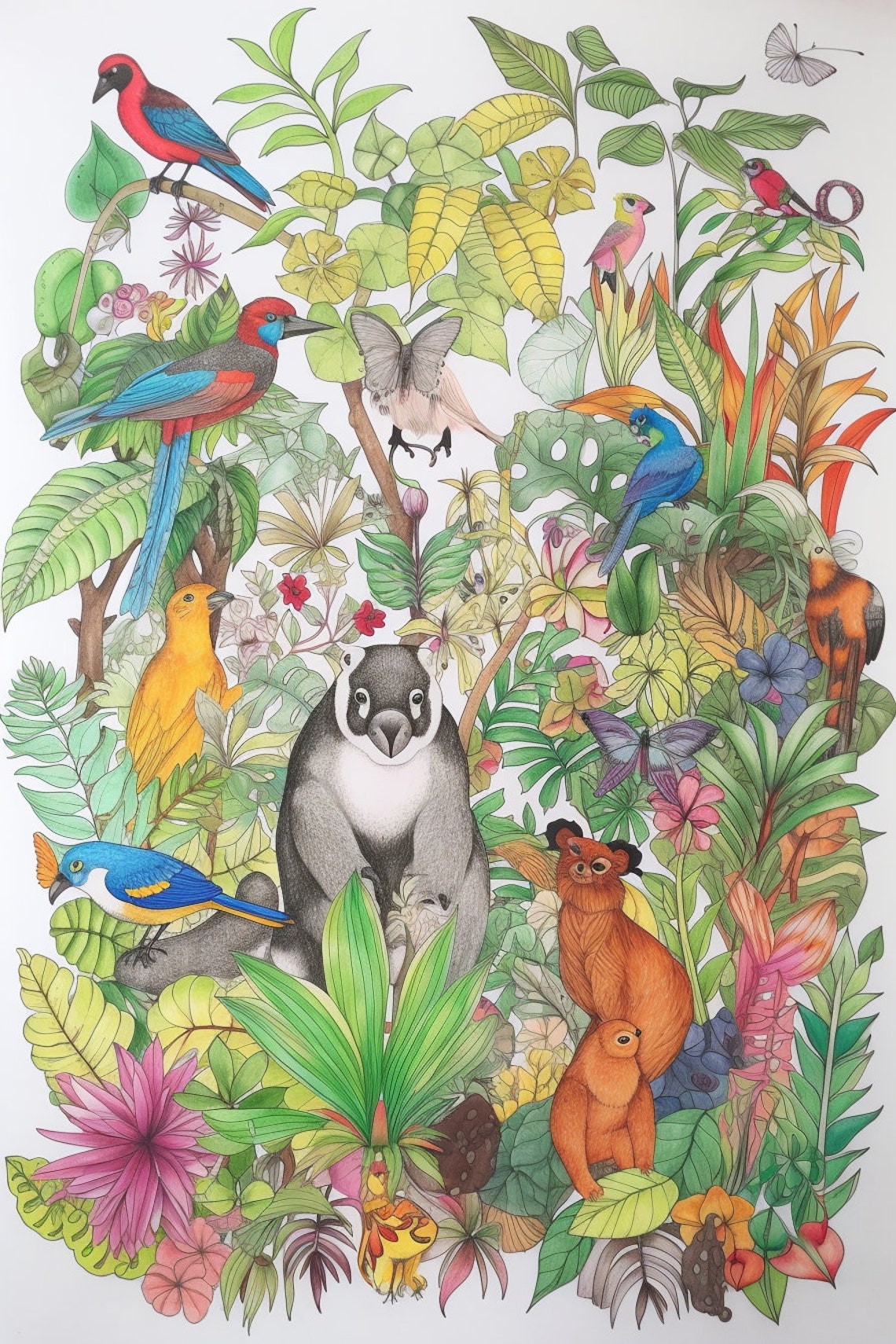 50 Rainforest Animals Colouring Pages, Amazing Patterns, Adult ...