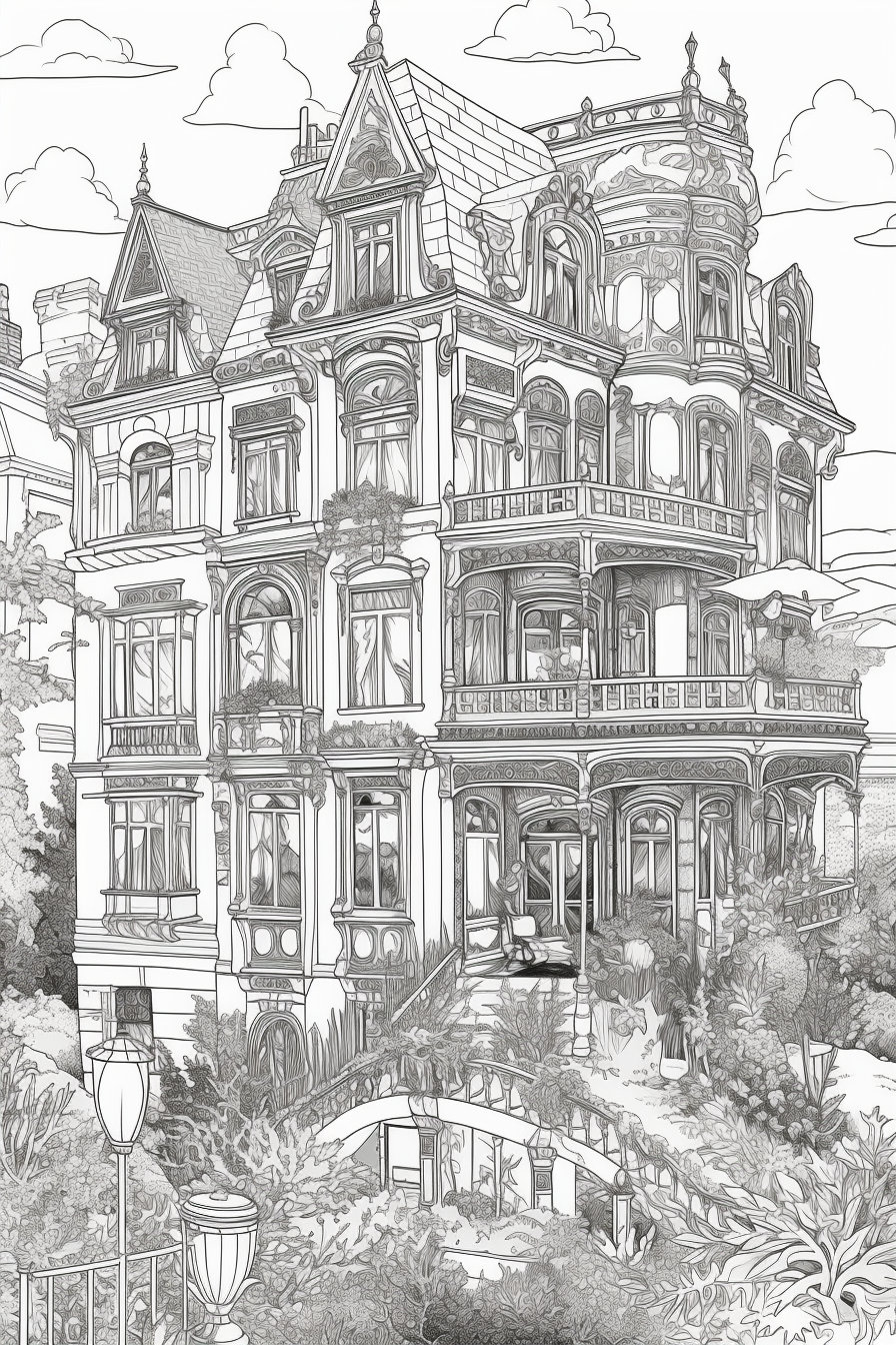 50 Mansion Colouring Pages for Adults, Amazing Patterns for Stress ...