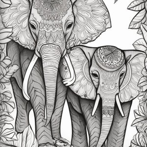 50 Elephants Colouring Pages, Amazing Patterns, Adult Colouring Book ...