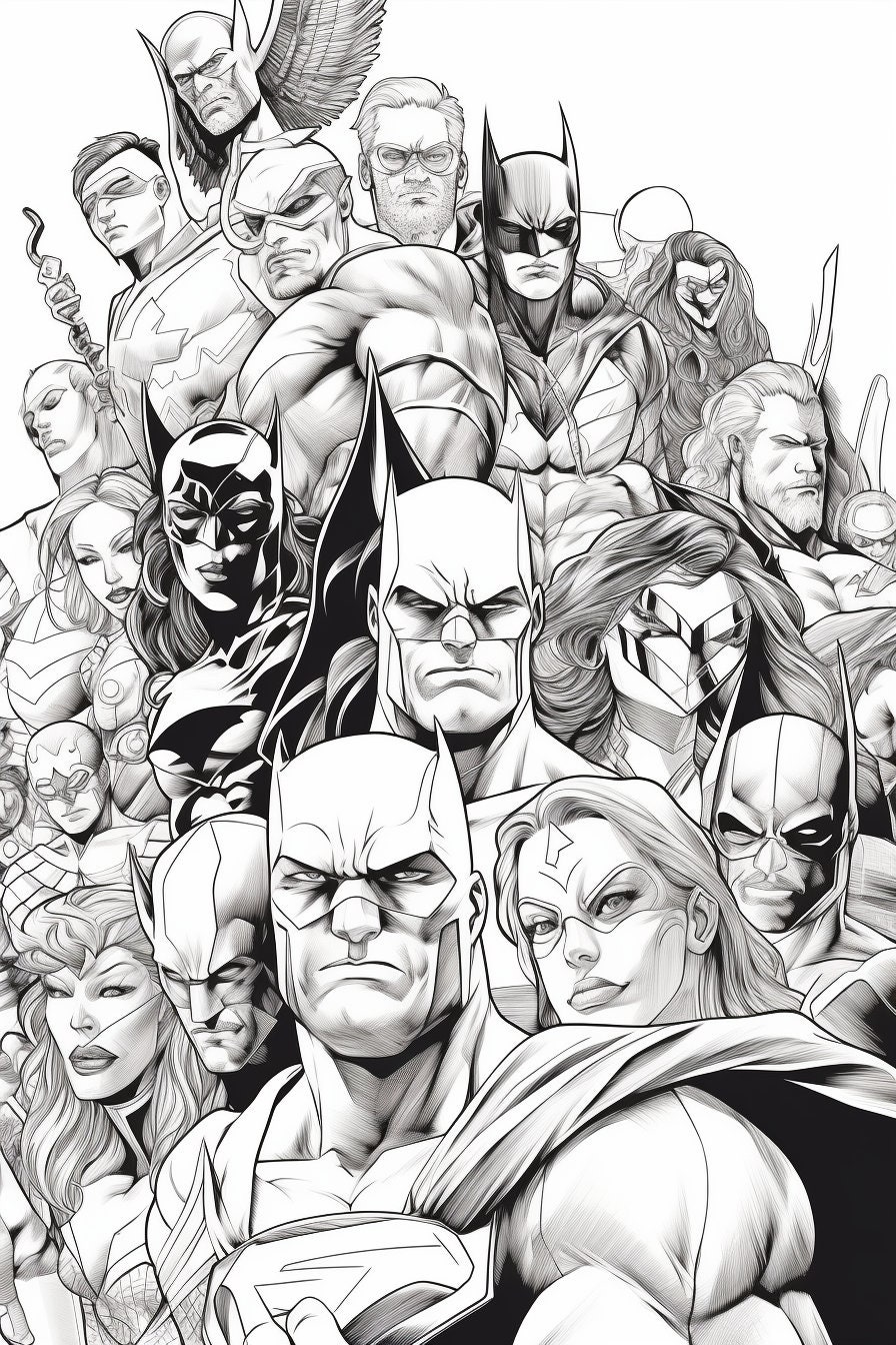 30 Superheros Colouring Pages, Amazing Patterns, Adult Colouring Book ...