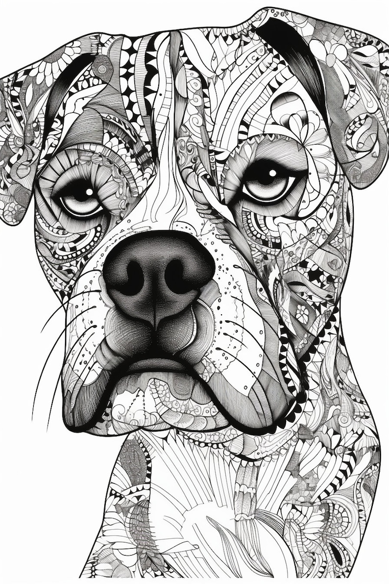 Boxer Dog Mandala Colouring Pages: 100 Amazing Patterns Adult - Etsy