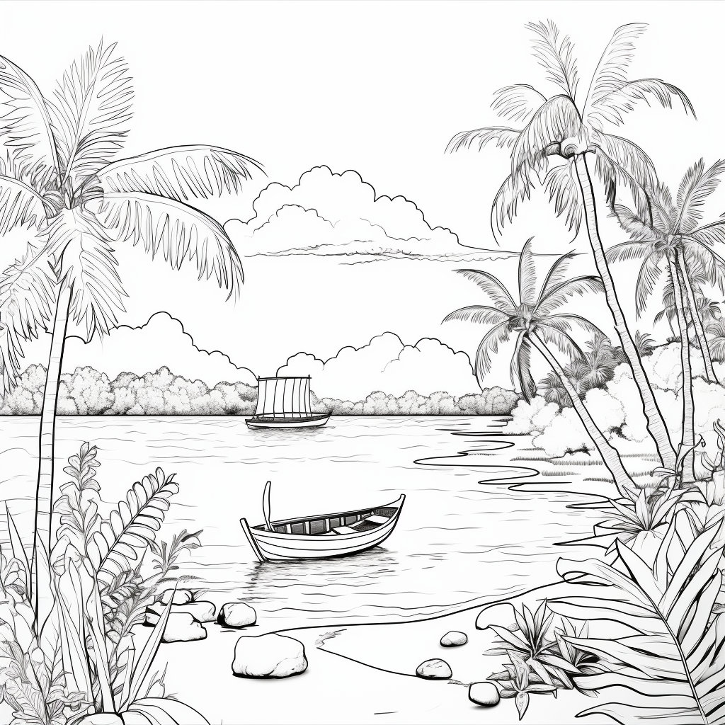 20 Tropical Scenary Kids Colouring Pages, Amazing Patterns, Kids ...