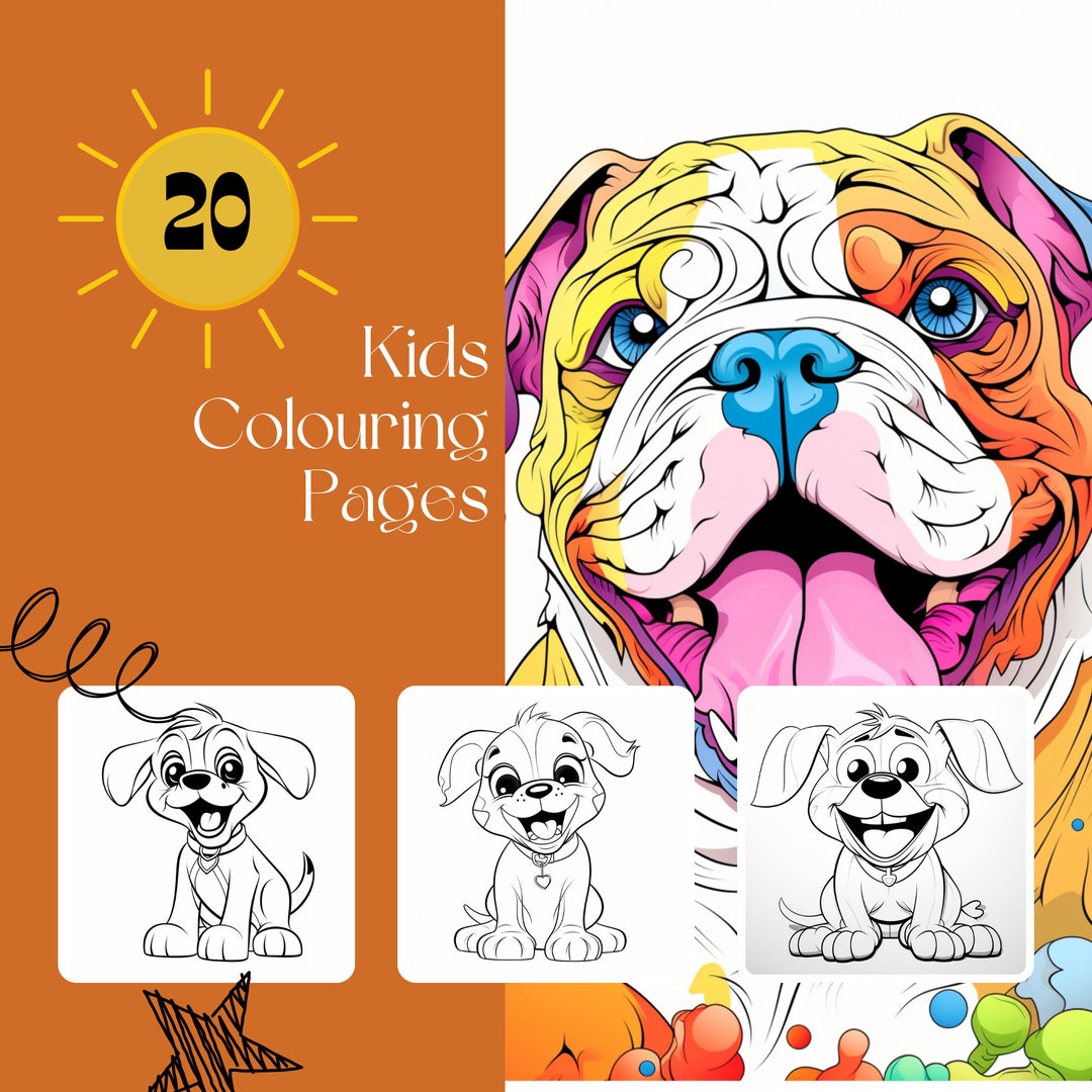 20 Bulldog Kids Colouring Pages Amazing Patterns Kids - Etsy