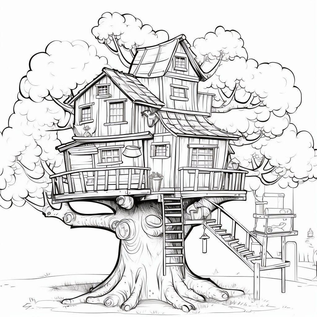 20 Tree House Kids Colouring Pages, Amazing Patterns, Kids Colouring ...