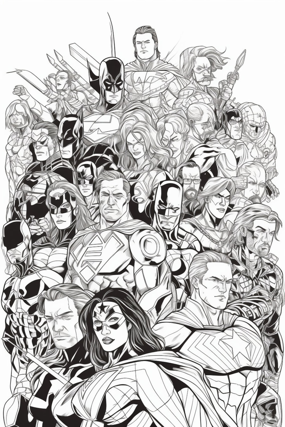 50 Super Hero Colouring Pages, Amazing Patterns, Adult Colouring Book ...