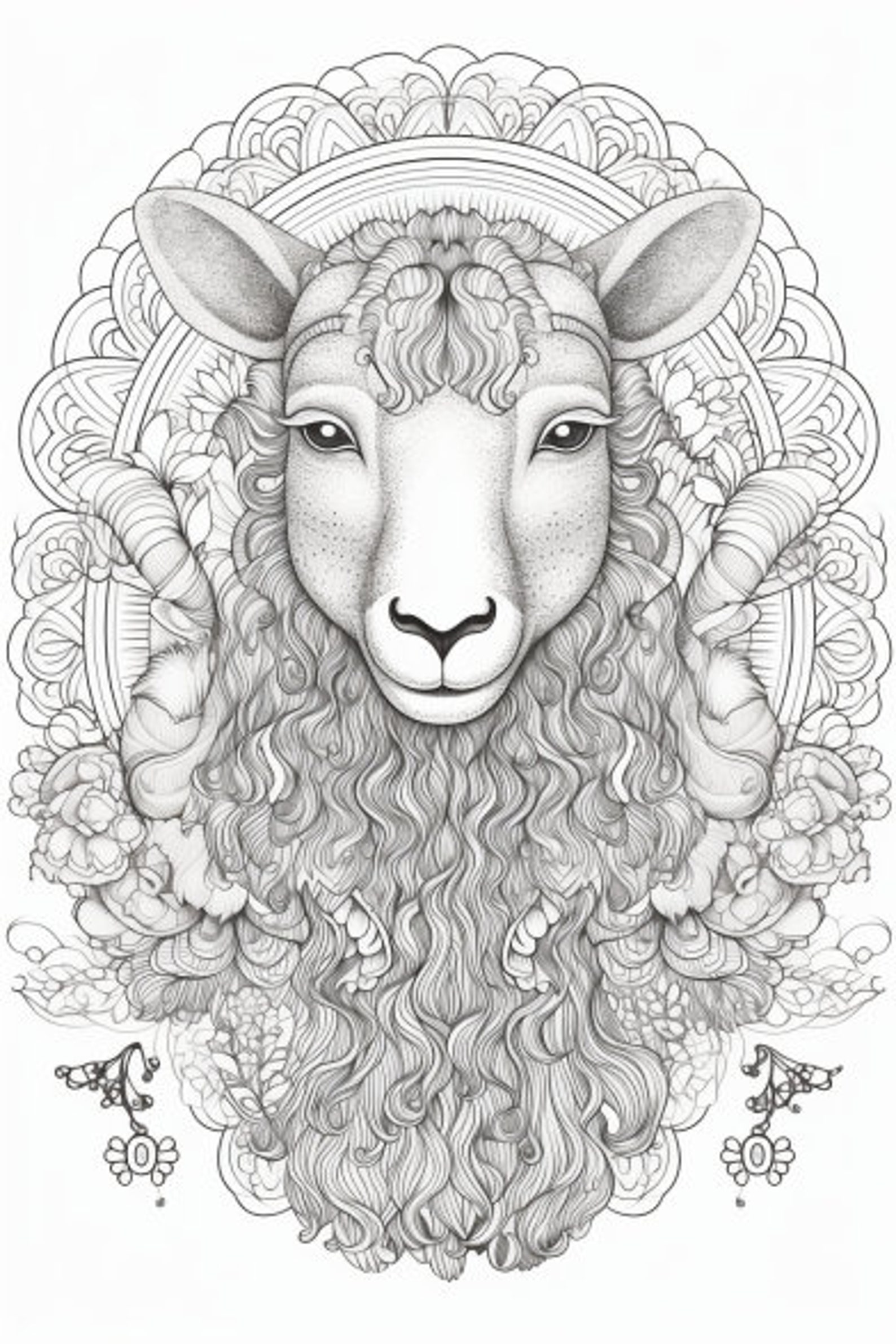 50 Sheep Colouring Pages, Amazing Patterns, Adult Colouring Book ...