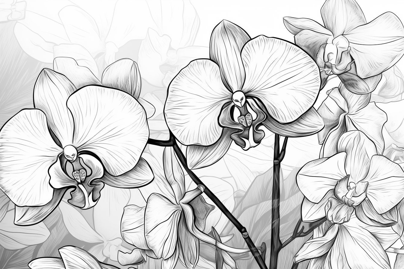 50 Orchid Flowers Colouring Pages, Amazing Patterns, Adult Colouring ...