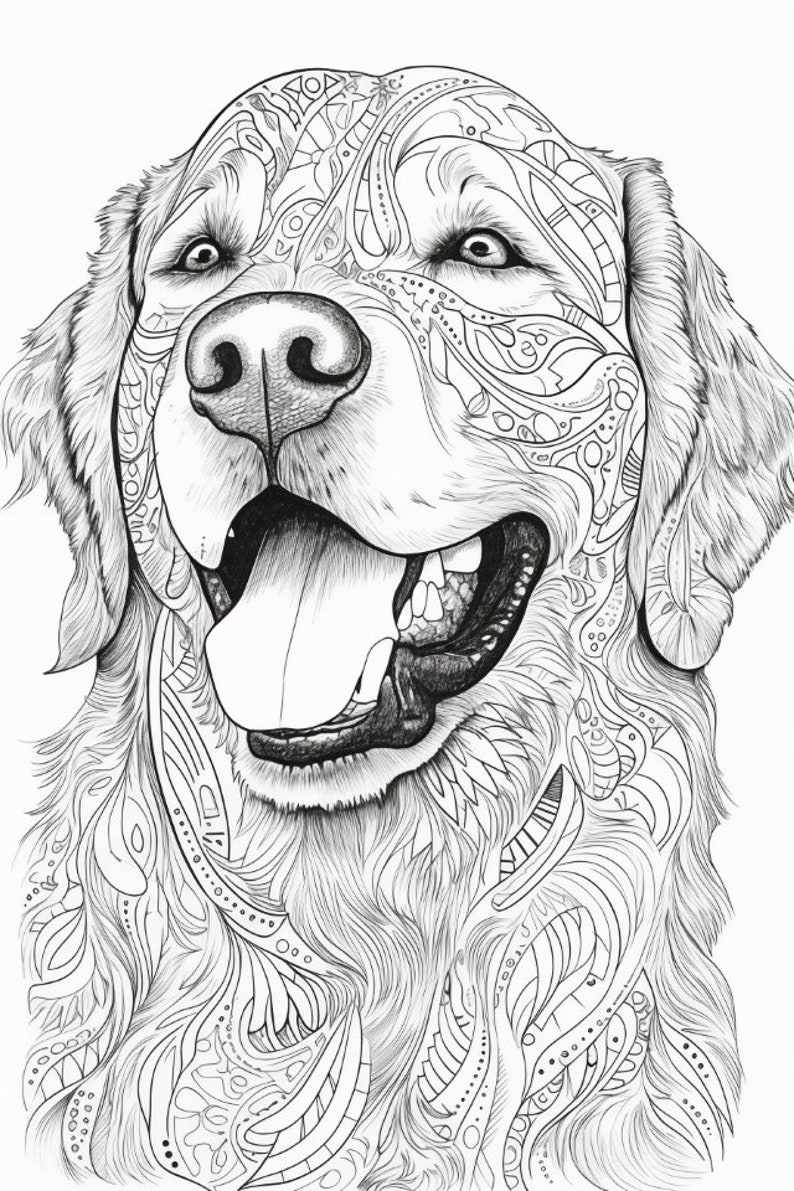 Golden Retriever 100 Amazing Patterns Adult Colouring Book by Peaceful ...